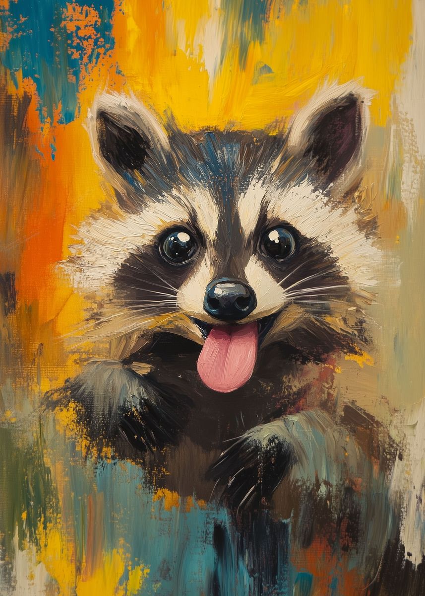 'abstract Raccoon painting' Poster, picture, metal print, paint by ...