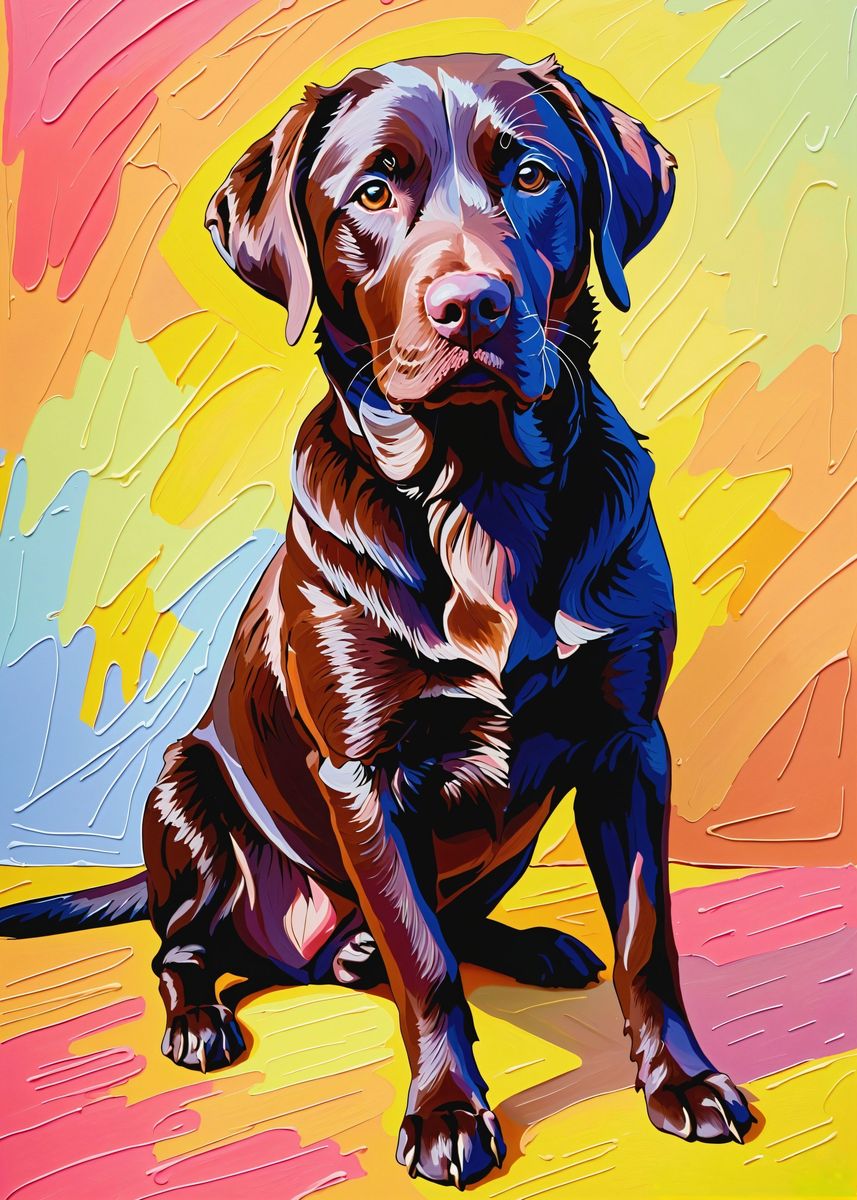'Chocolate Labrador' Poster, picture, metal print, paint by City Map ...
