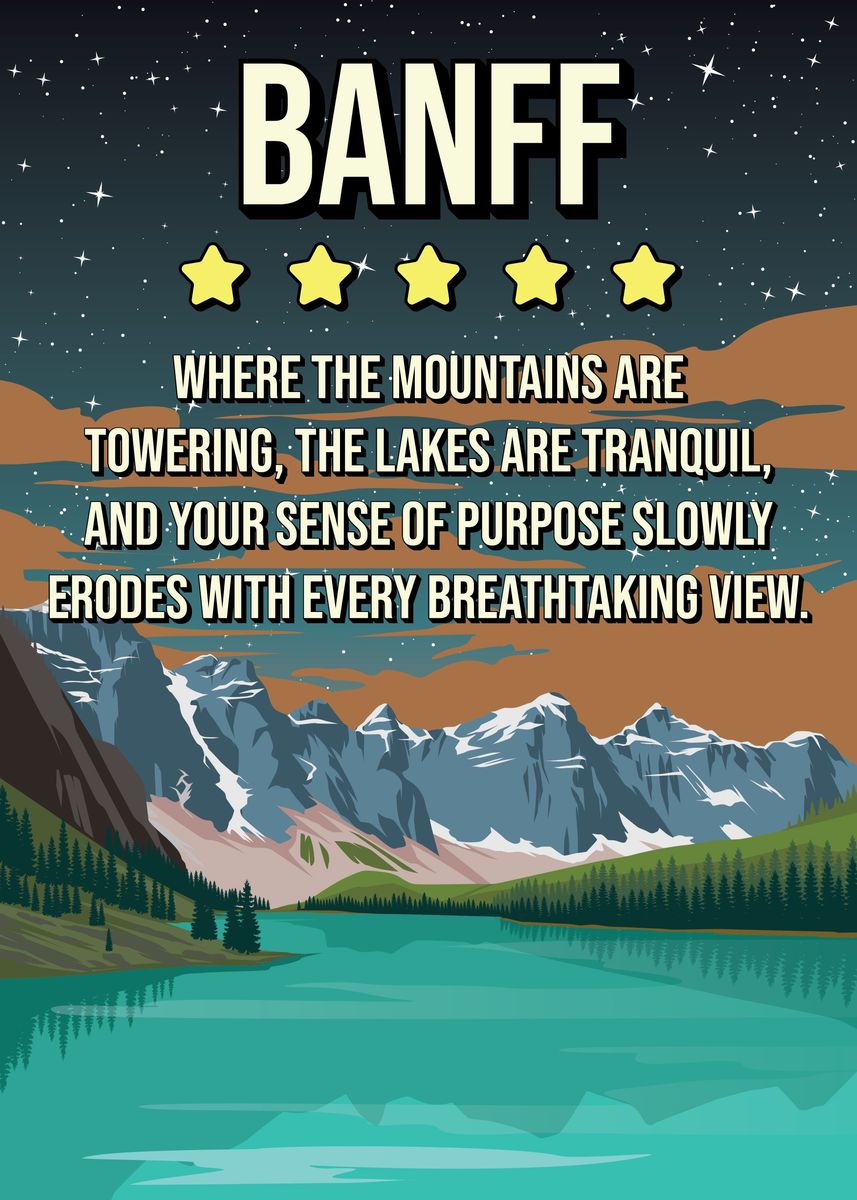 'Funny 5 Star Banff Review' Poster, picture, metal print, paint by Jorn ...