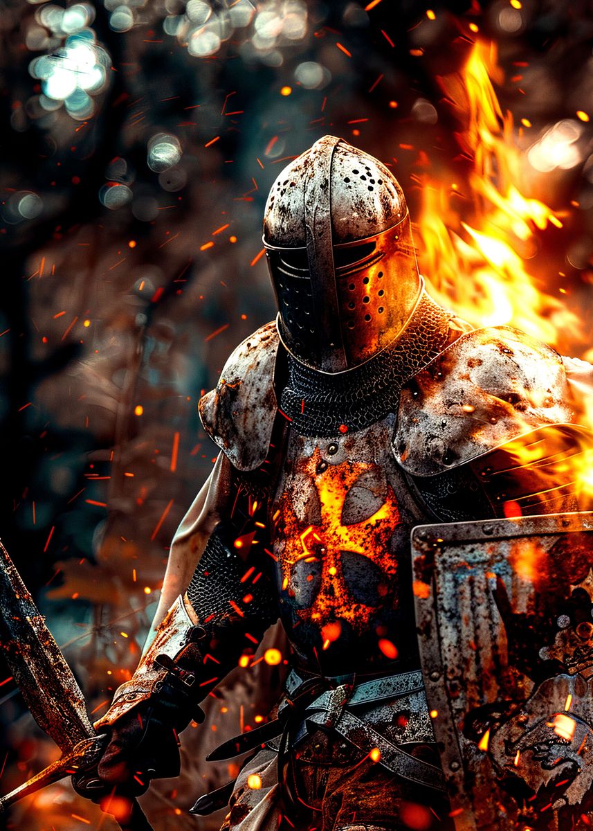 'Mystic Inferno Knight' Poster, picture, metal print, paint by Roe ...
