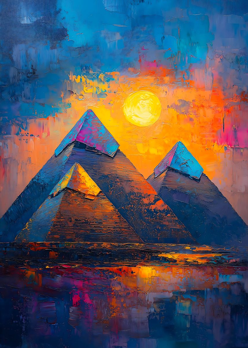 'Dessert Egypt Pyramids' Poster, picture, metal print, paint by ...