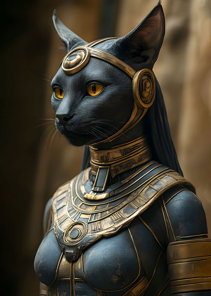 'Bastet realistic' Poster, picture, metal print, paint by Vendzi | Displate