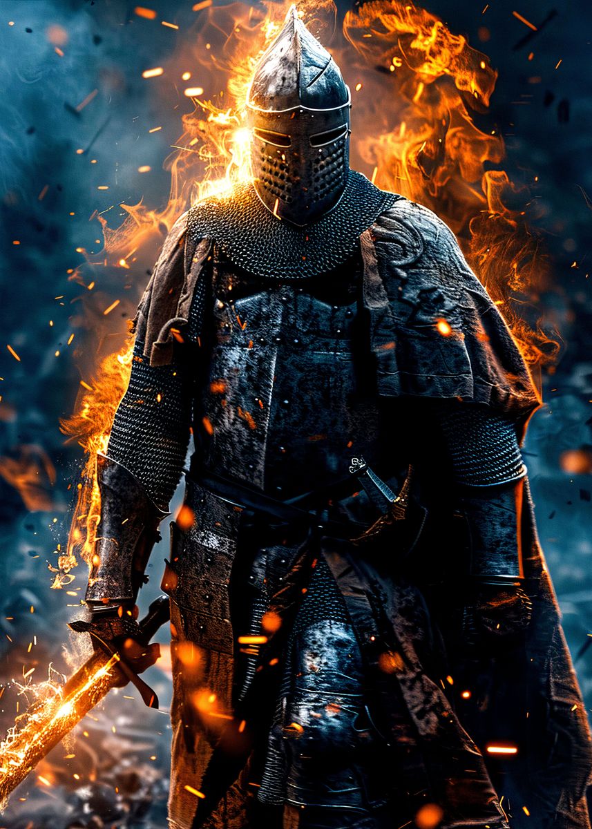 'Mystic Inferno Knight' Poster, picture, metal print, paint by Roe ...