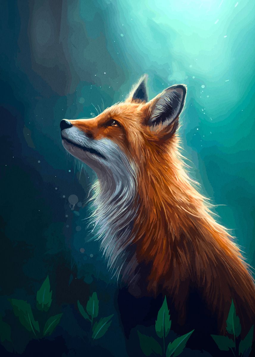'Fox at dawn' Poster, picture, metal print, paint by Dily Art | Displate