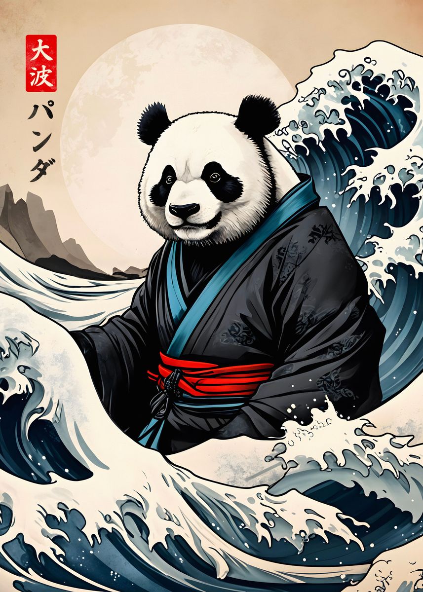 'Great Wave of Panda' Poster, picture, metal print, paint by Illust ...