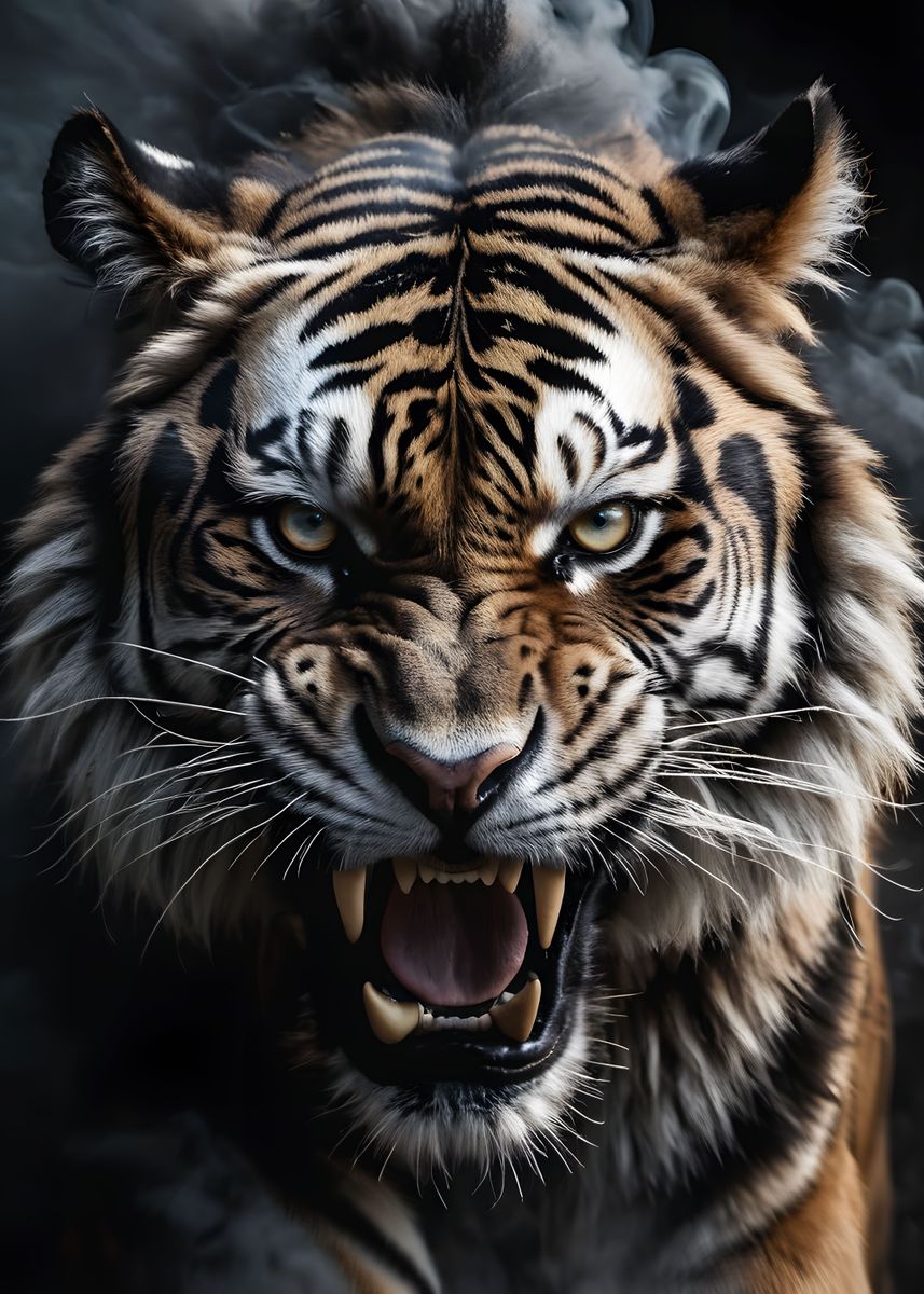 'a wild tiger angry face' Poster, picture, metal print, paint by mk ...