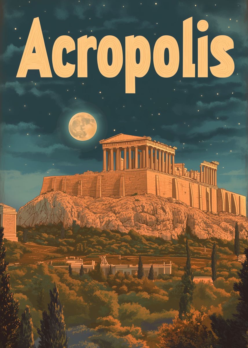 'acropolis ancient greek' Poster, picture, metal print, paint by Mike ...