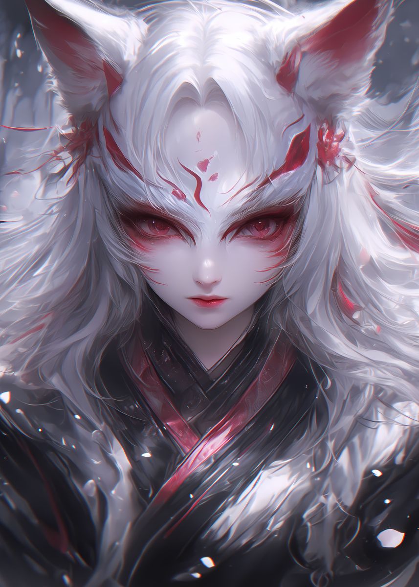 'Mystical Fox Mask Girl' Poster, picture, metal print, paint by Melvina ...