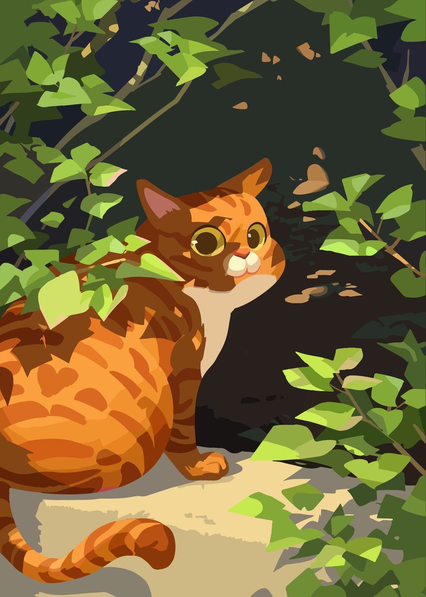 'orange cat' Poster, picture, metal print, paint by Pro KORA | Displate