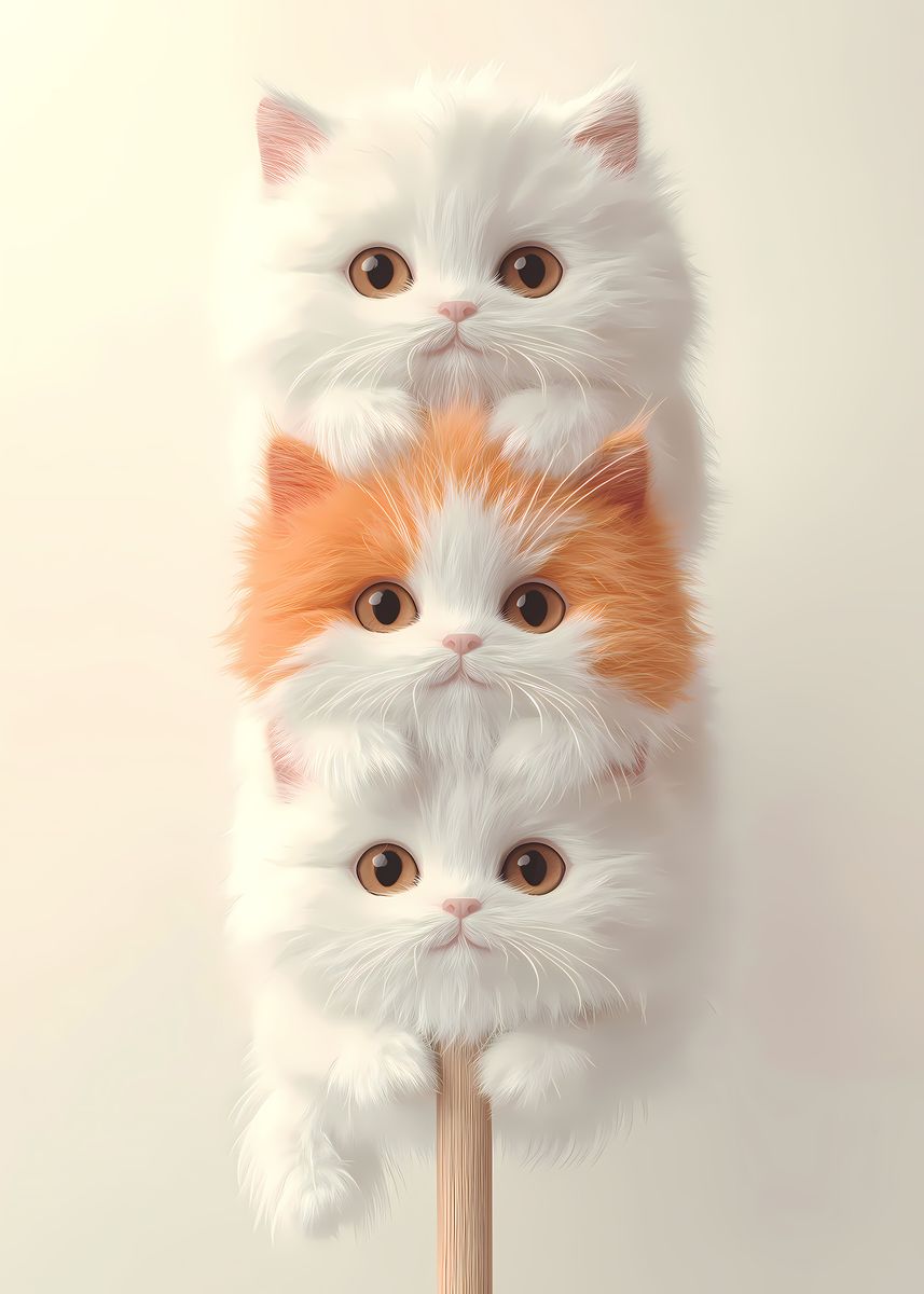 'Cute Kitten Stack' Poster, picture, metal print, paint by Luong Phat ...