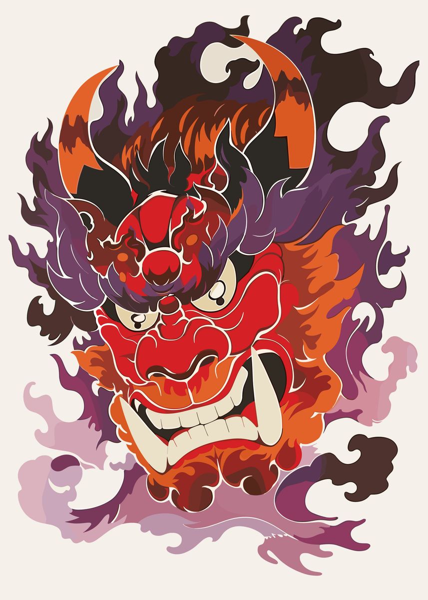 'Demon Retro Japanese' Poster, picture, metal print, paint by Kai ...