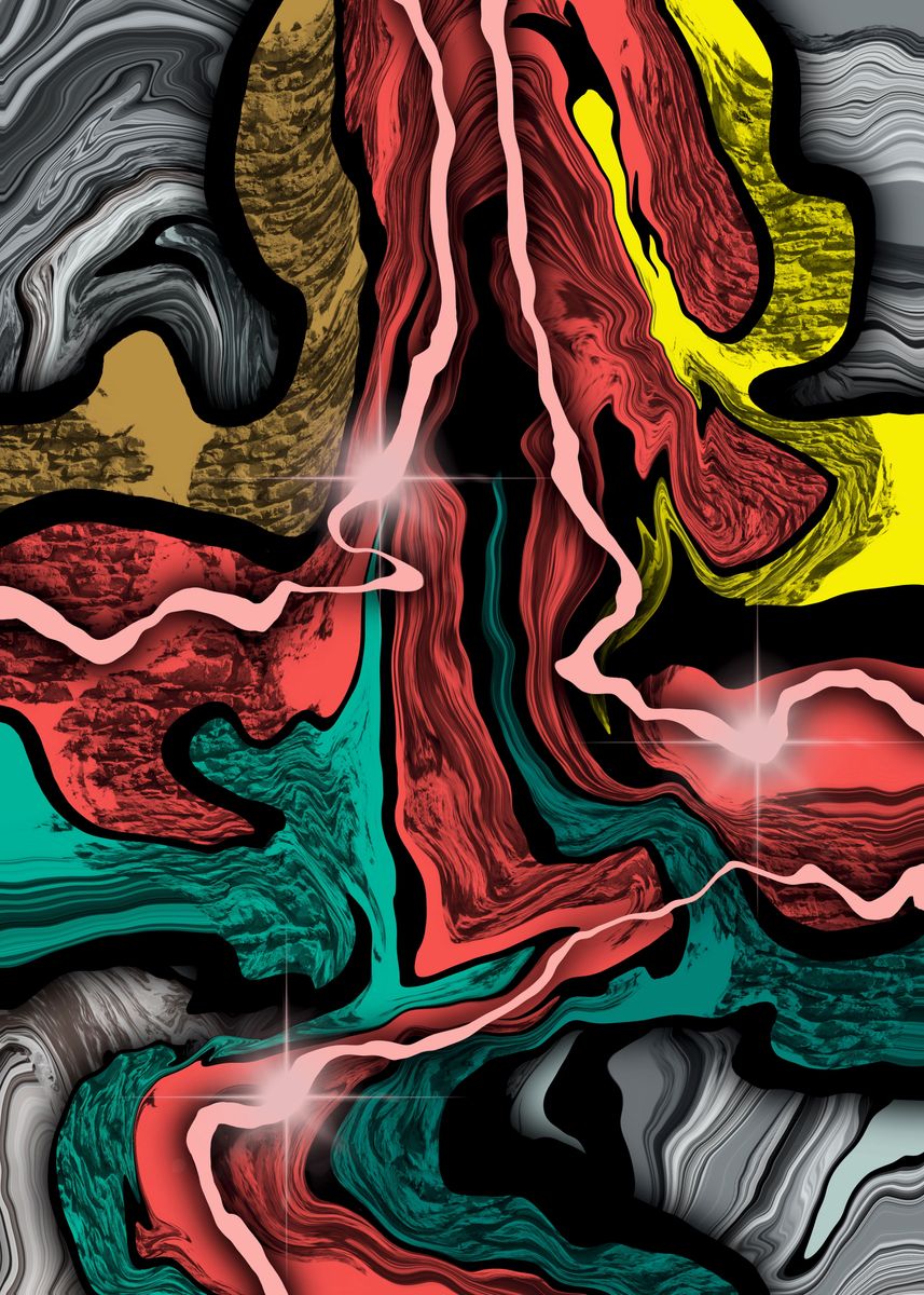 'Liquid 12 Lightning Drops' Poster, picture, metal print, paint by Arts ...