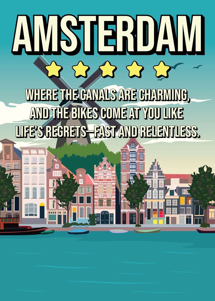 'Funny Amsterdam Review Art' Poster, picture, metal print, paint by ...