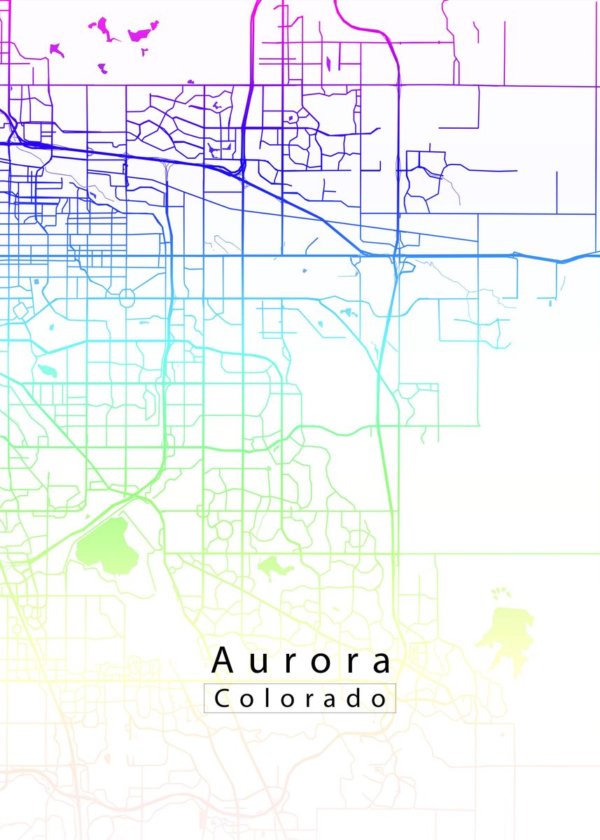 'Aurora Colorado City Map' Poster, picture, metal print, paint by ...