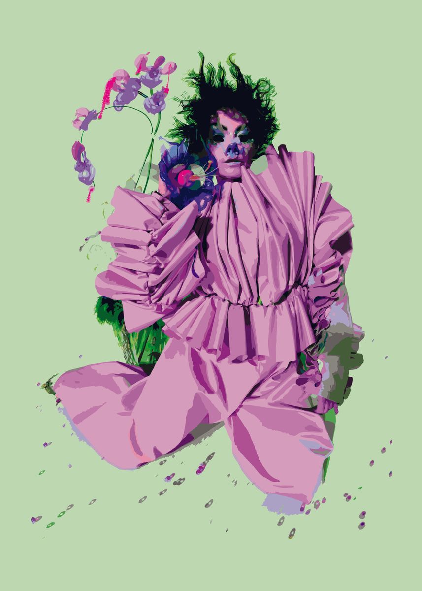'Bjork Fashion' Poster, picture, metal print, paint by Lentera | Displate