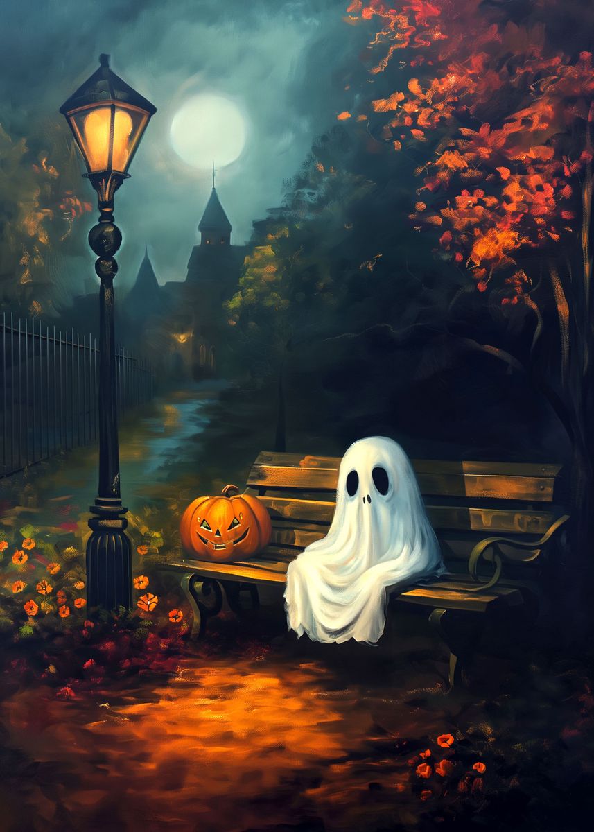 'Ghost Moonlit Rest' Poster, picture, metal print, paint by ...
