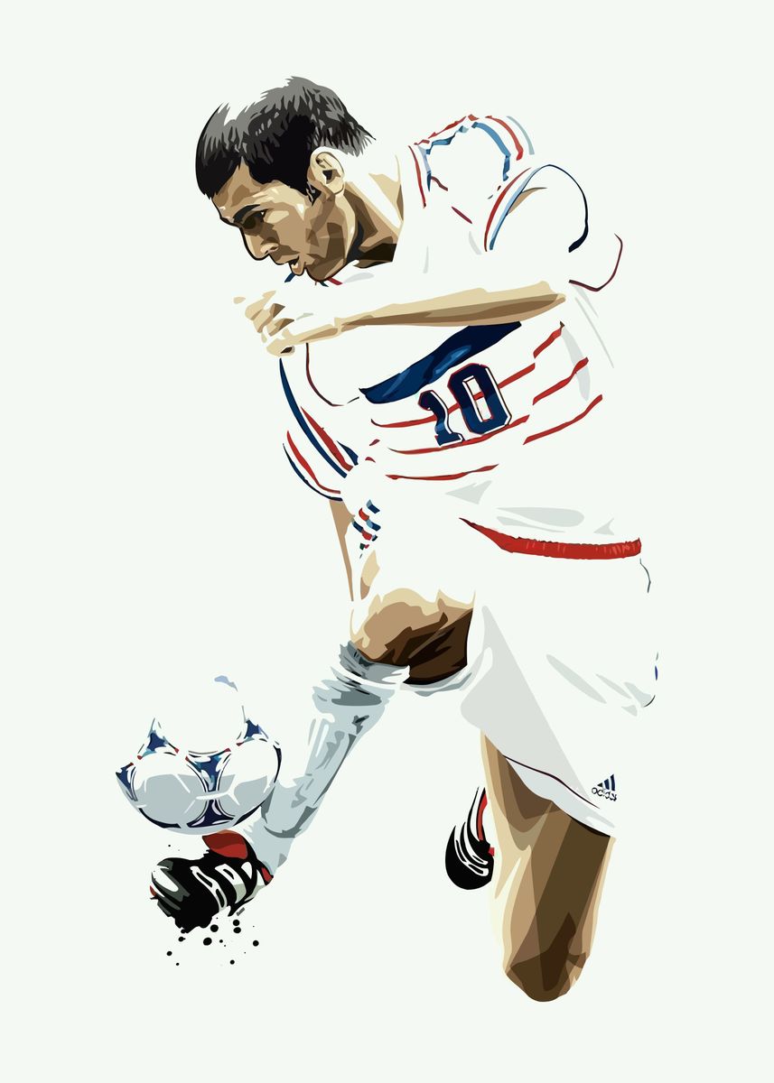'the legend Zizou' Poster, picture, metal print, paint by asri majid ...