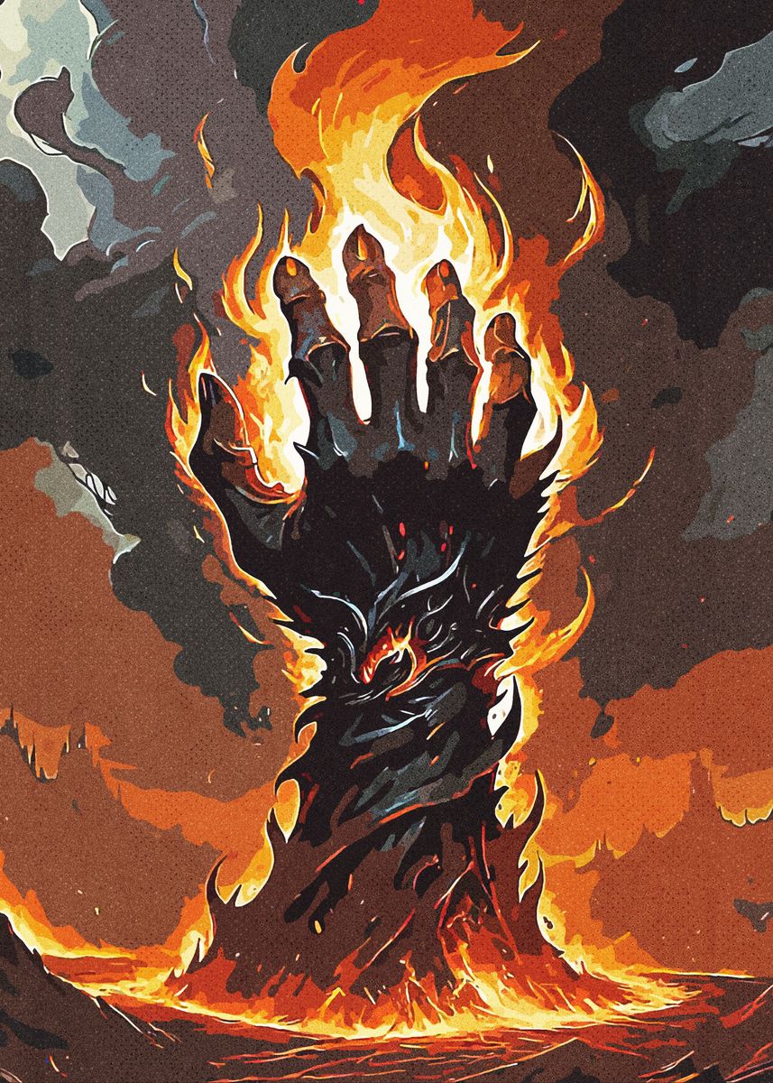 'Fire Hand ' Poster, picture, metal print, paint by Hamka Risha | Displate