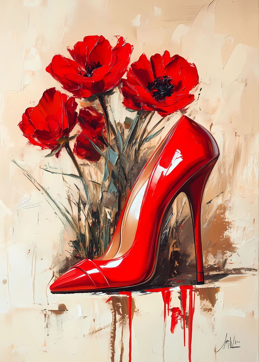 'Red stiletto' Poster, picture, metal print, paint by Lushoart | Displate