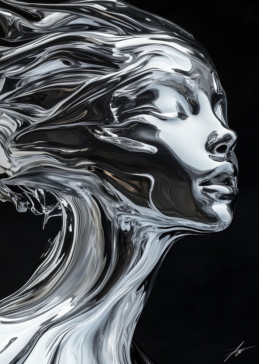 'CHROMIUM WAVES' Poster, picture, metal print, paint by Aurelien Vos ...