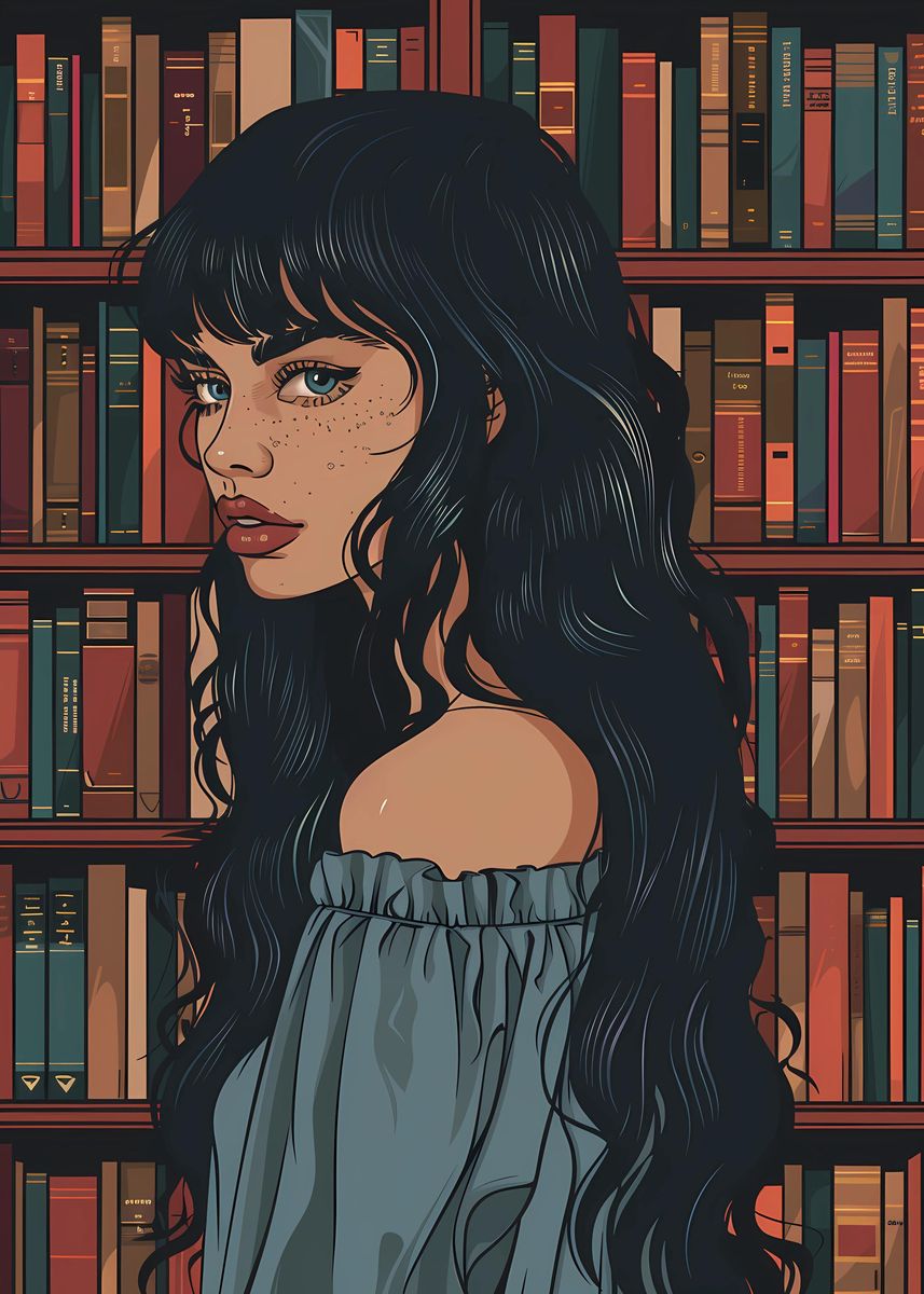 'Books Library Booktok Girl' Poster, picture, metal print, paint by ...