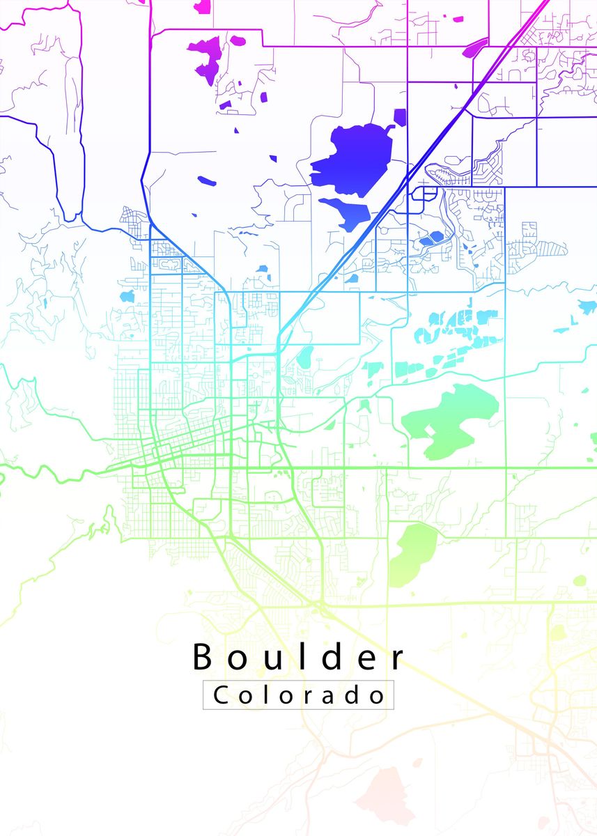 'Boulder Colorado City Map' Poster, picture, metal print, paint by ...