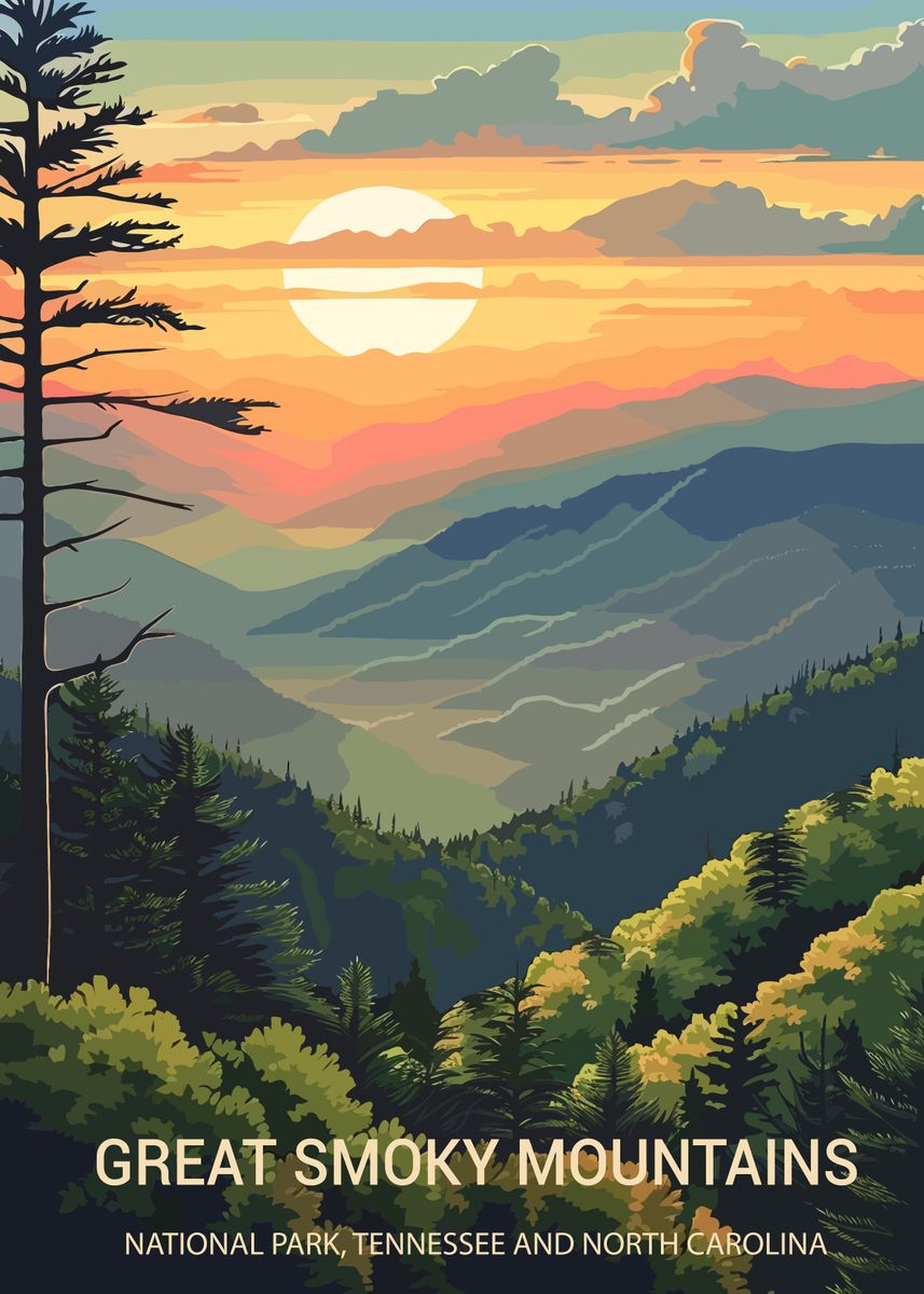 'Great Smoky Mountains' Poster, picture, metal print, paint by Sam Kal ...