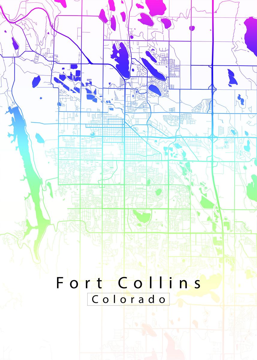 'Fort Collins Colorado Map' Poster, picture, metal print, paint by ...