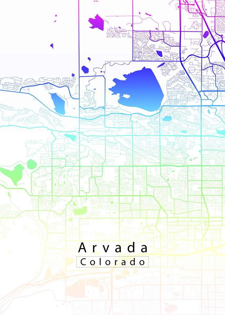 'Arvada Colorado City Map' Poster, picture, metal print, paint by ...