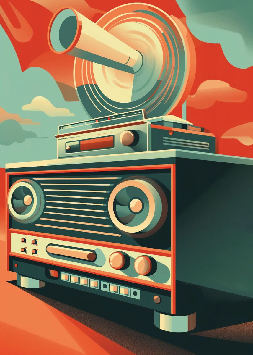 'Retro style Radio' Poster, picture, metal print, paint by fay list.art ...