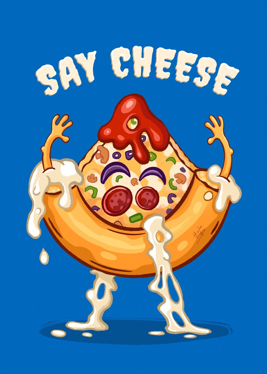 'Say Cheese Pizza Character' Poster, picture, metal print, paint by ...