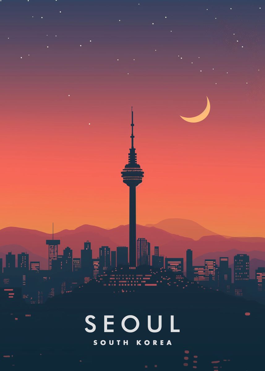 'Seoul South Korea' Poster, picture, metal print, paint by Merah ...