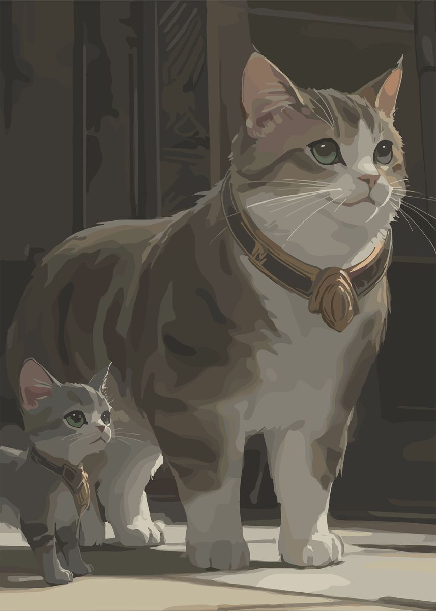'Cat Family' Poster, picture, metal print, paint by Lucky Star | Displate