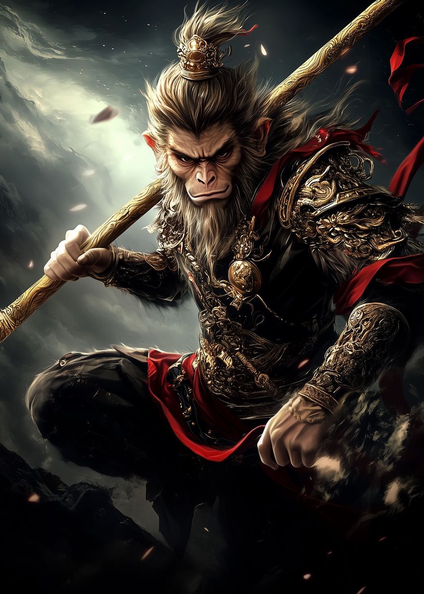 'Sun Wukong Golden Stick' Poster, picture, metal print, paint by ...