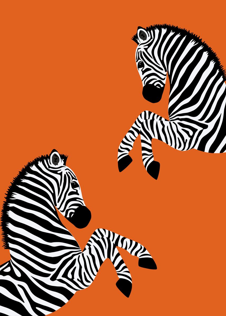 ' Orange Zebra Animal Art ' Poster, picture, metal print, paint by ...