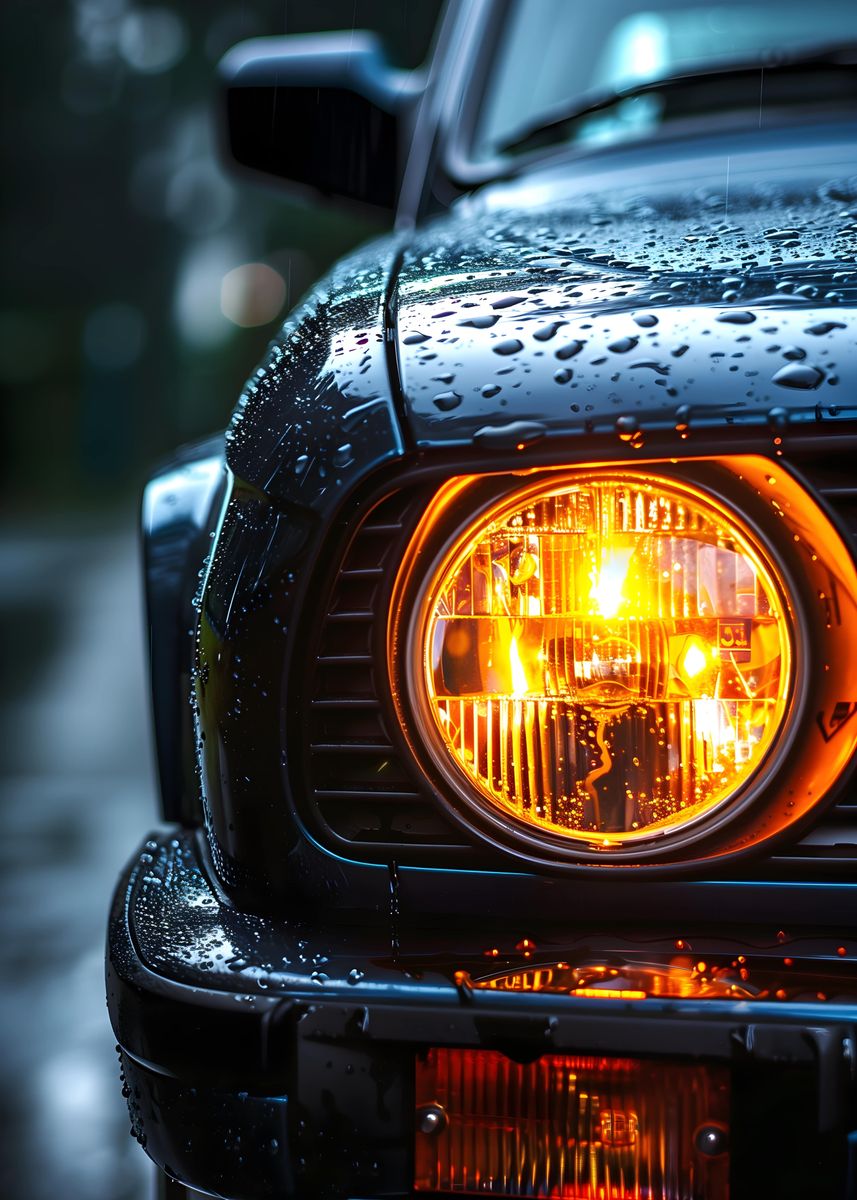'BMW E30 Yellow Headlight' Poster, picture, metal print, paint by ...