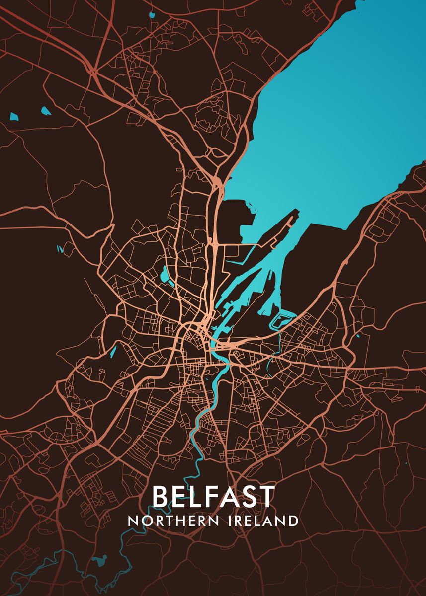 'Belfast City map' Poster, picture, metal print, paint by Miracle ...