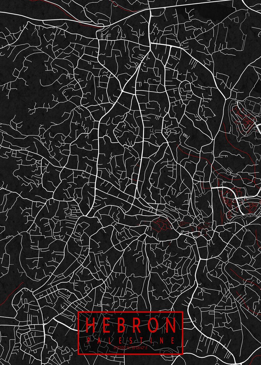 'Hebron City Map Oriental' Poster, picture, metal print, paint by deMAP ...