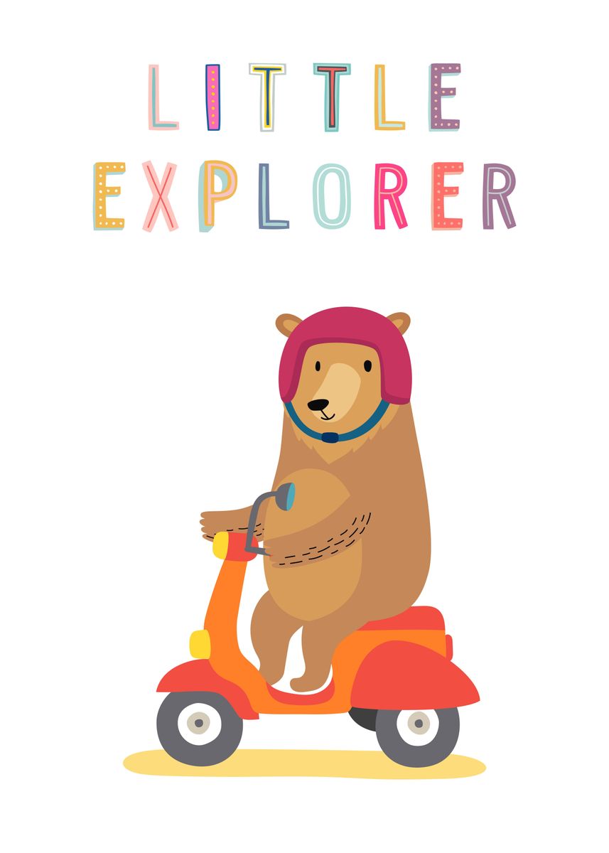 'Little Explorer Teddy Bear' Poster, picture, metal print, paint by ...