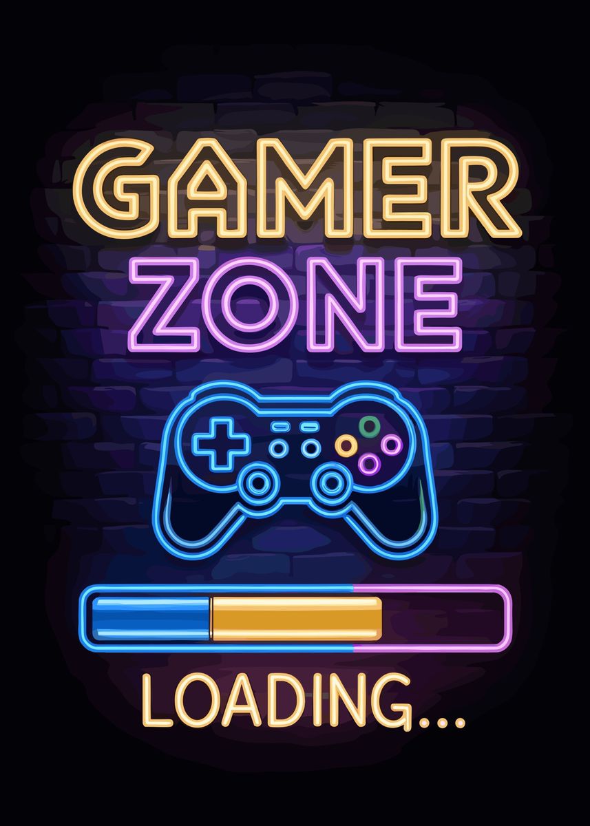 'Gamer Zone Neon' Poster, picture, metal print, paint by Vicky Hanggara ...