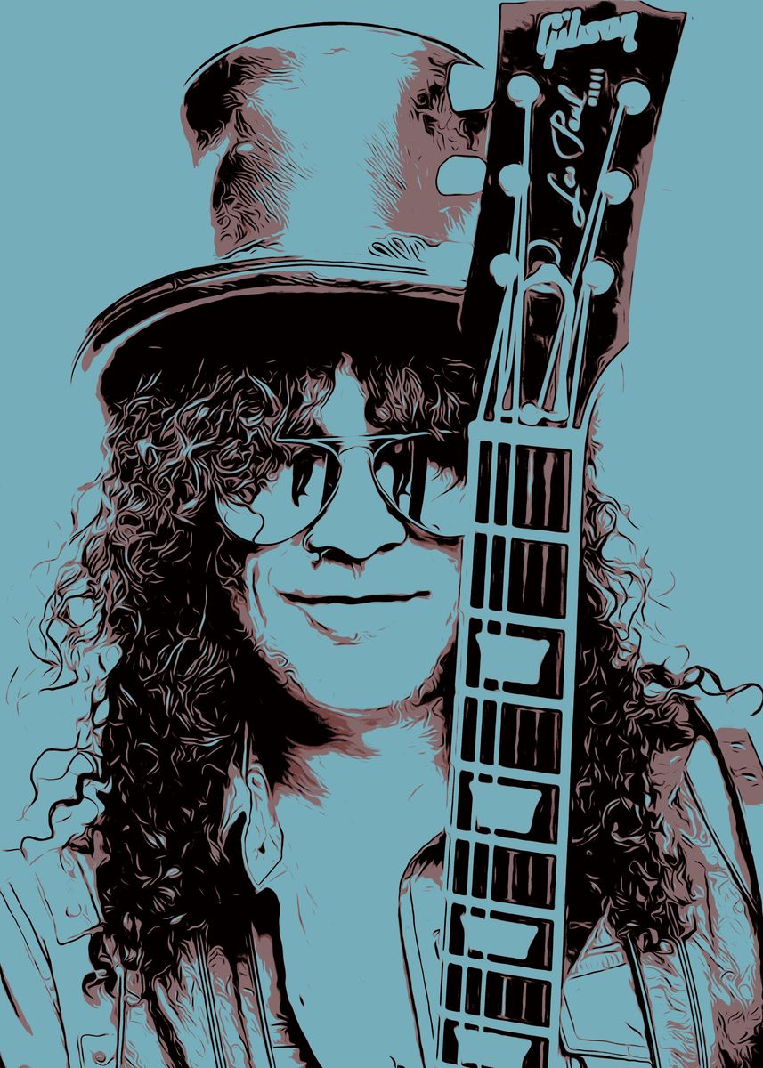 'Slash Guns And Roses' Poster, picture, metal print, paint by Fahni ...