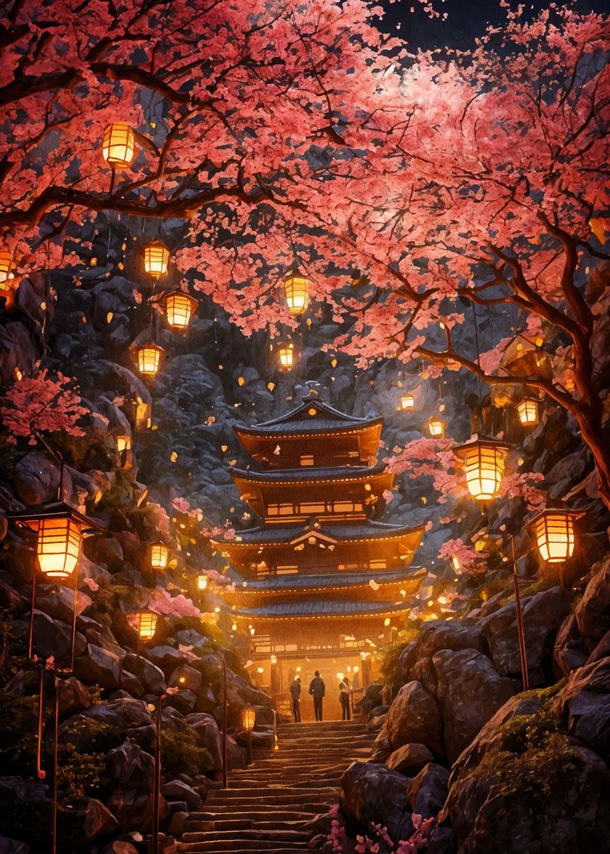 'Japanese Cherry Blossom ' Poster, picture, metal print, paint by ...