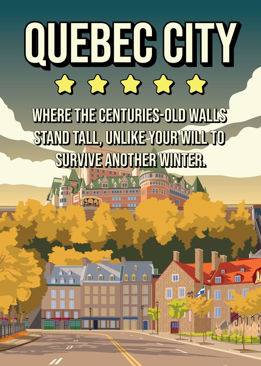 'Funny Quebec City Review' Poster, picture, metal print, paint by Jorn ...