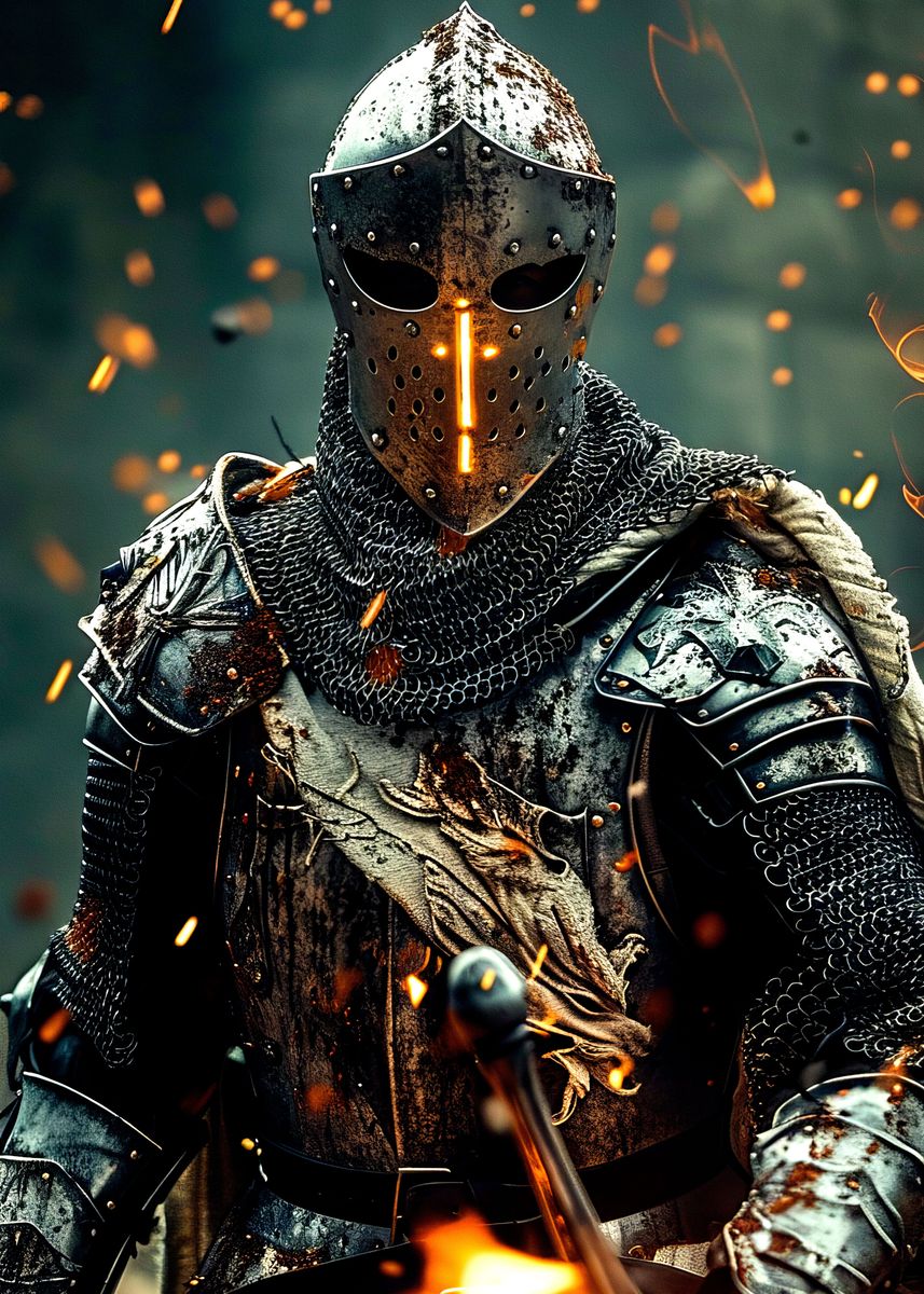 'Mystic Inferno Knight' Poster, picture, metal print, paint by Roe ...