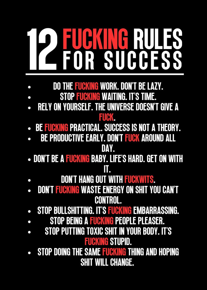 'Fucking Rules For Success' Poster, picture, metal print, paint by slamet muhlisin | Displate