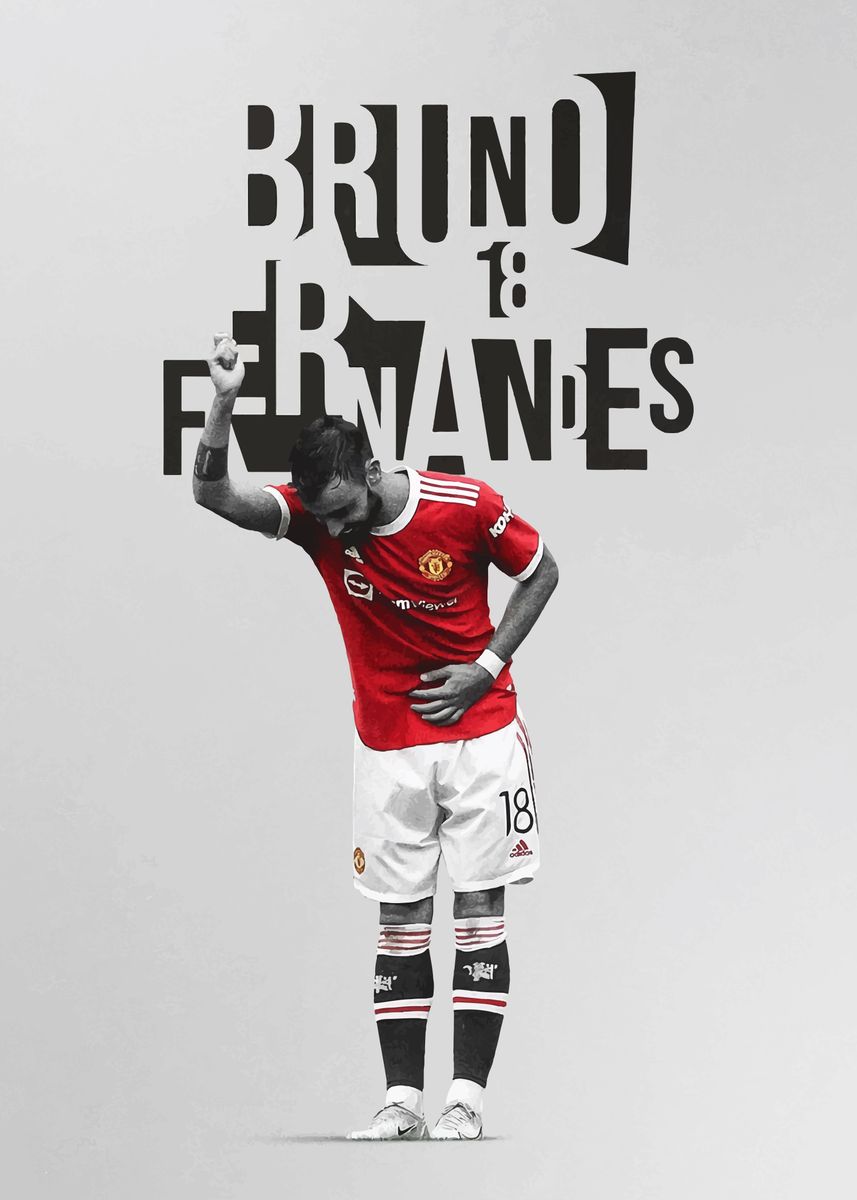 'Midfielder Bruno Fernandes' Poster, picture, metal print, paint by ...