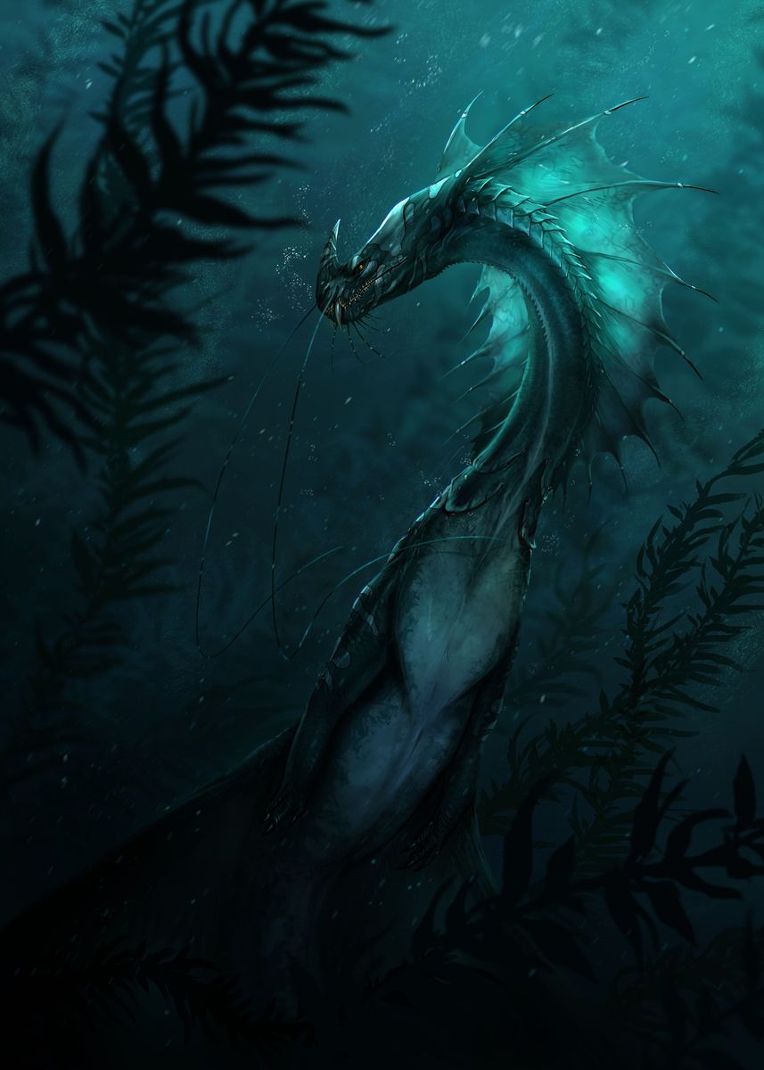 'The Kelp Serpent' Poster, picture, metal print, paint by Isvoc | Displate