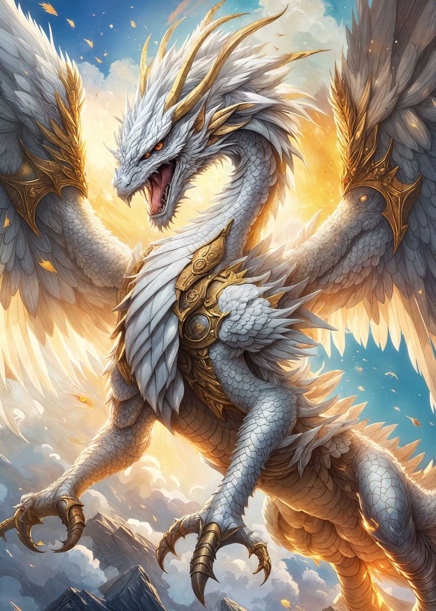 'Angelic dragon' Poster, picture, metal print, paint by Martin Engman | Displate