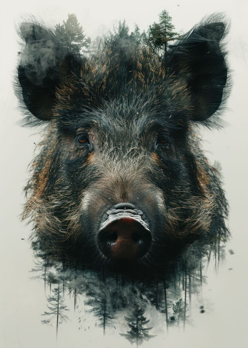 'Wild boar portrait' Poster, picture, metal print, paint by Byrdyak ...