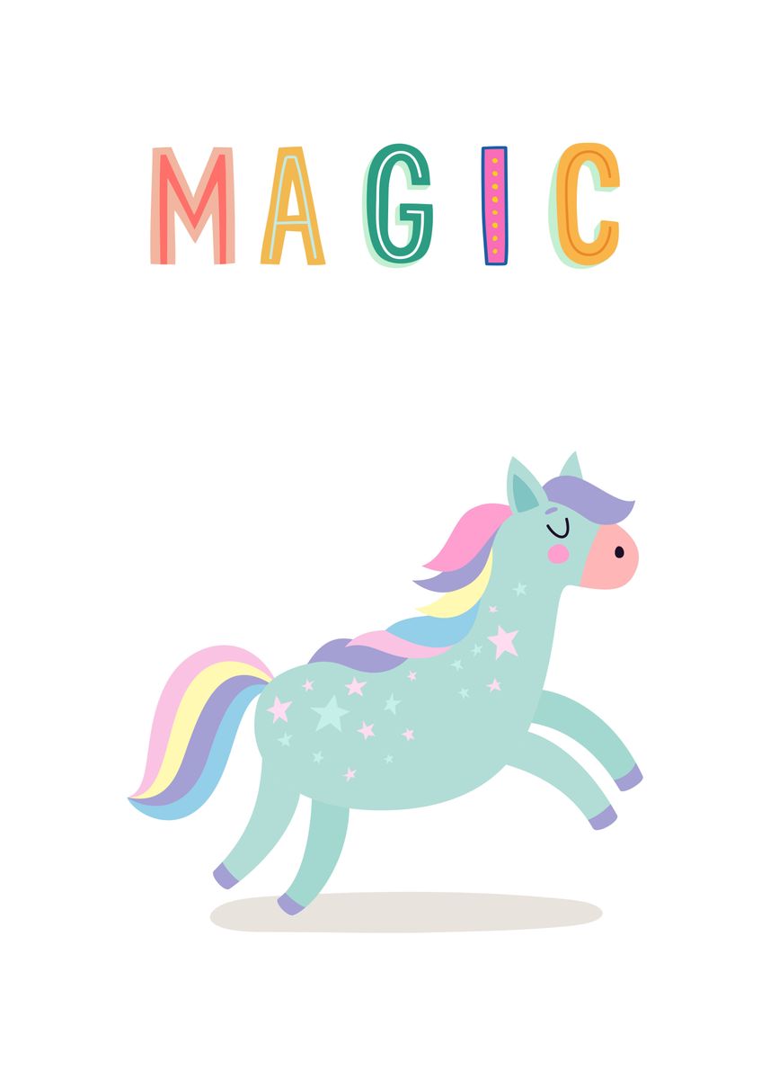 'Magic Unicorn Rainbow' Poster, picture, metal print, paint by dkDesign ...